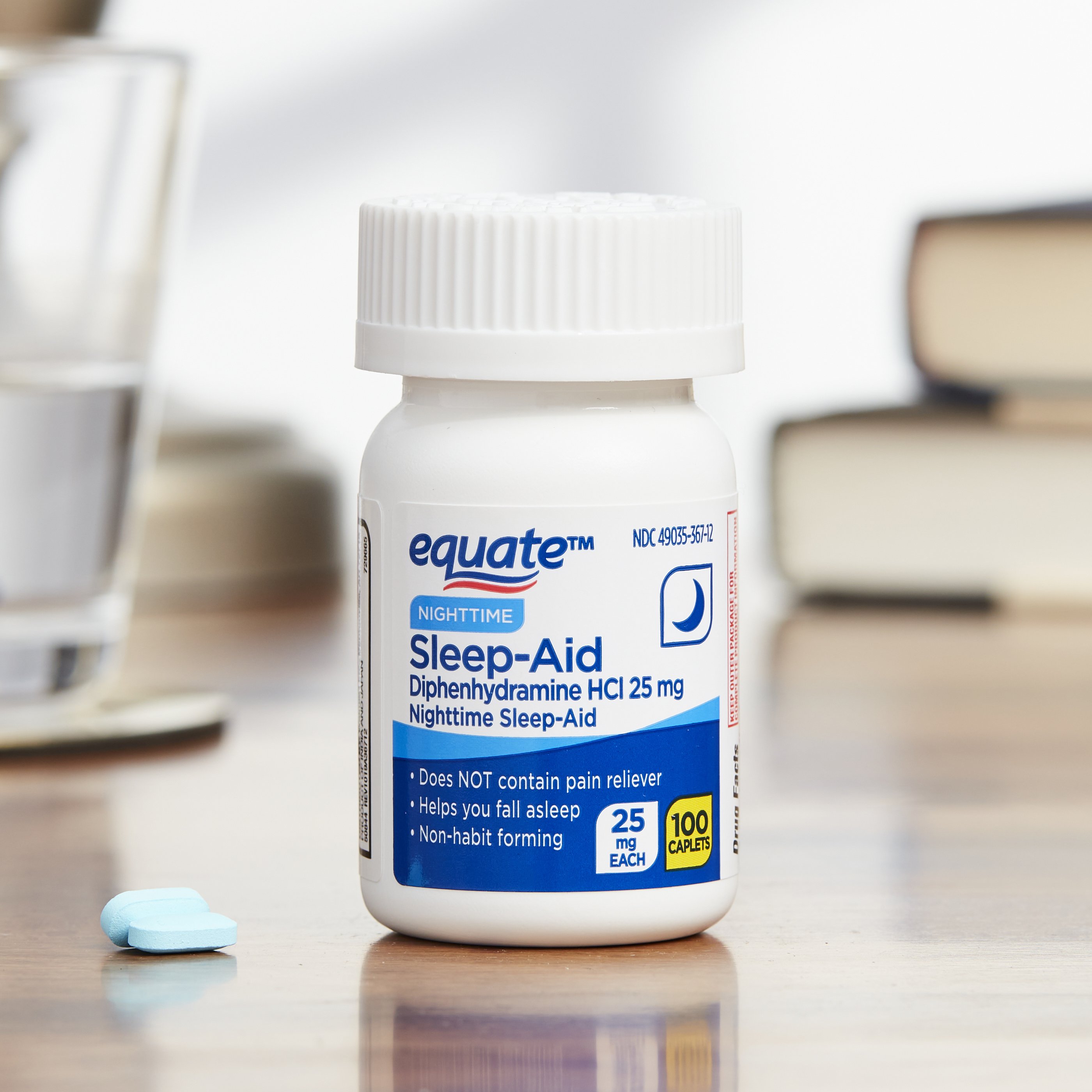 Equate Diphenhydramine HCl Nighttime Sleep-Aid Relief Caplets; 25 mg ...